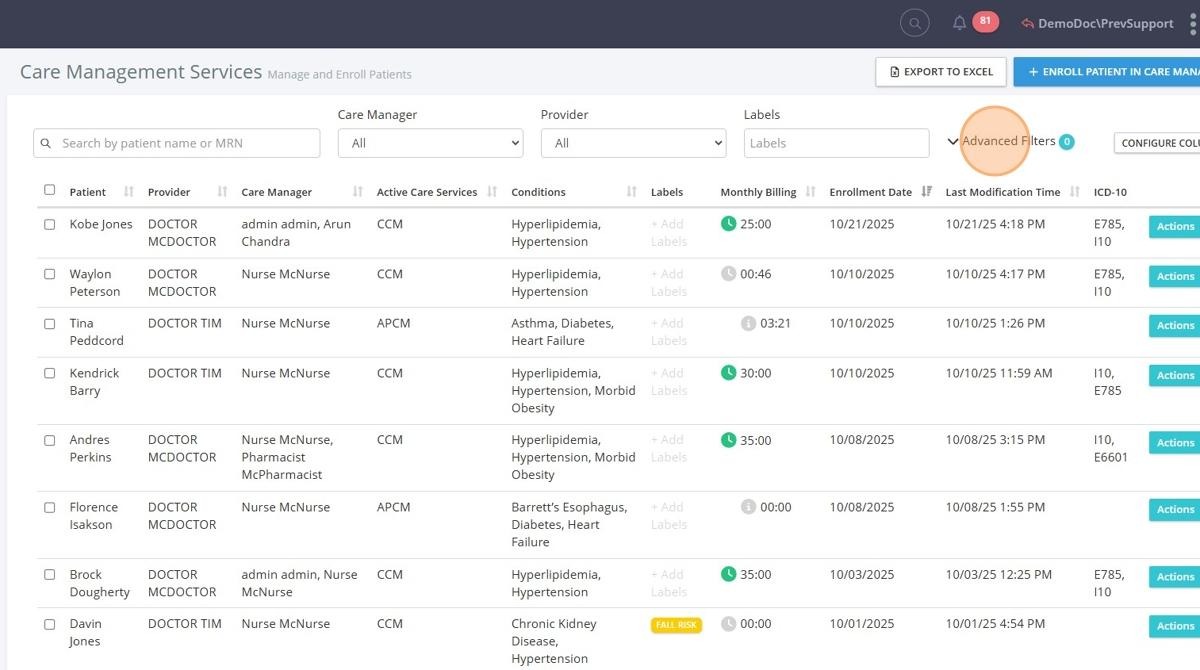 Accessing Advanced Filters – Prevounce Health